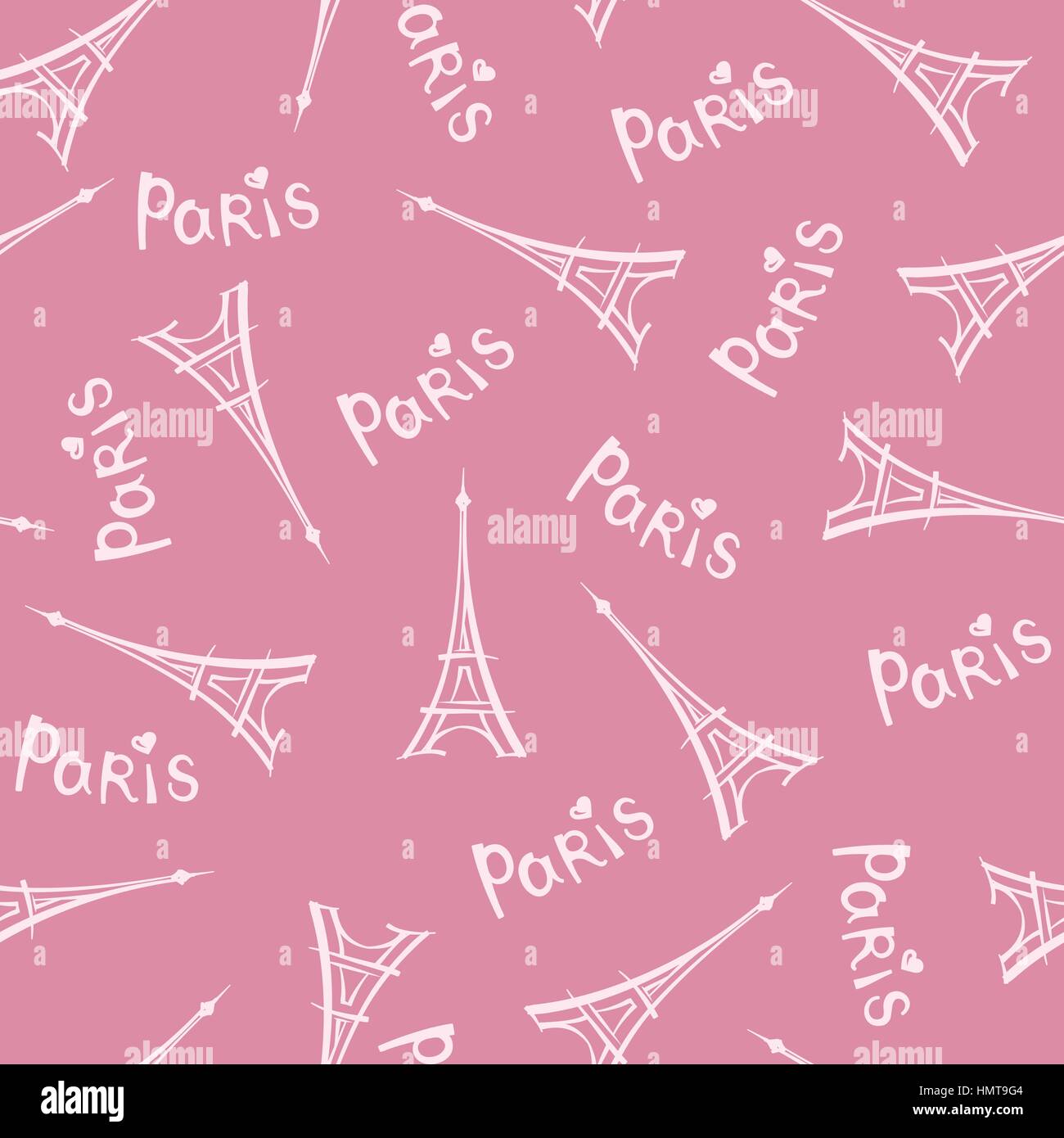 Paris city landmark Eiffel Tower and handwritten lettering PARIS ...