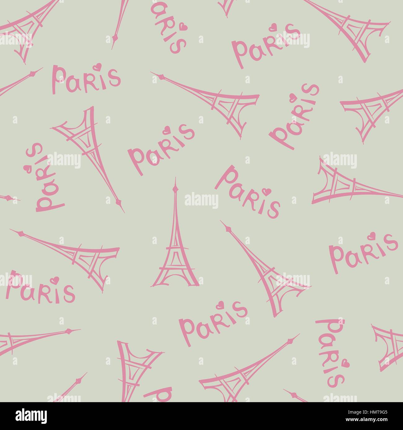 Paris city landmark Eiffel Tower and handwritten lettering PARIS ...