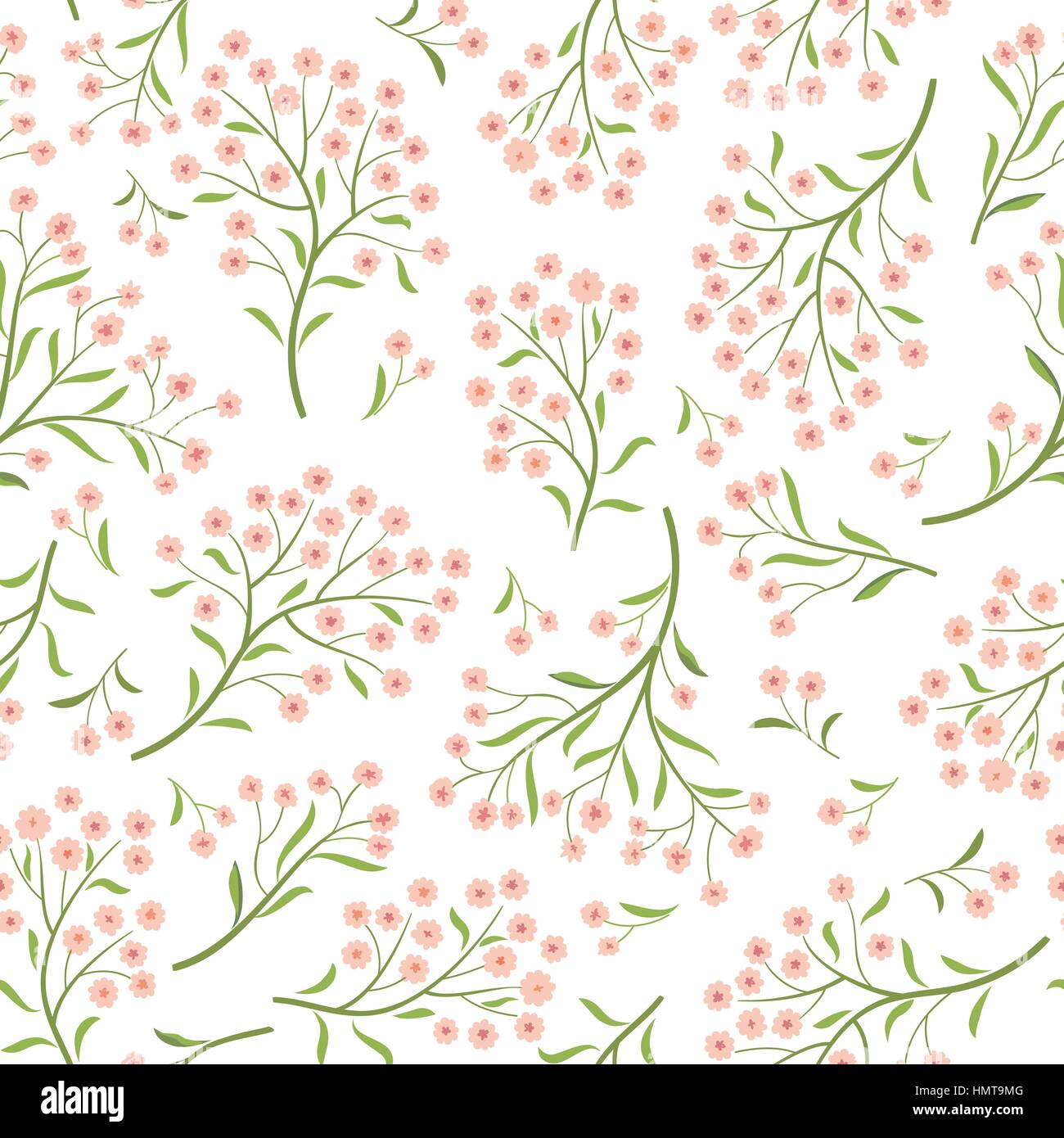 Floral pattern with flower branch. Ornamental herb branch with leaves ...