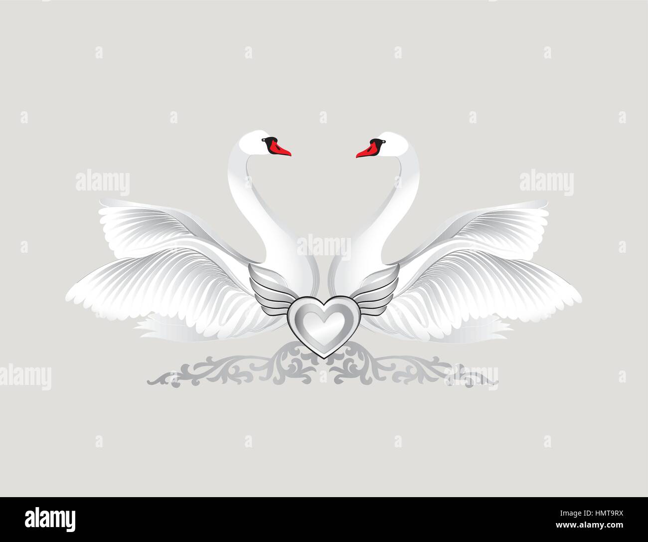 Two swans drawing Stock Vector Images - Alamy