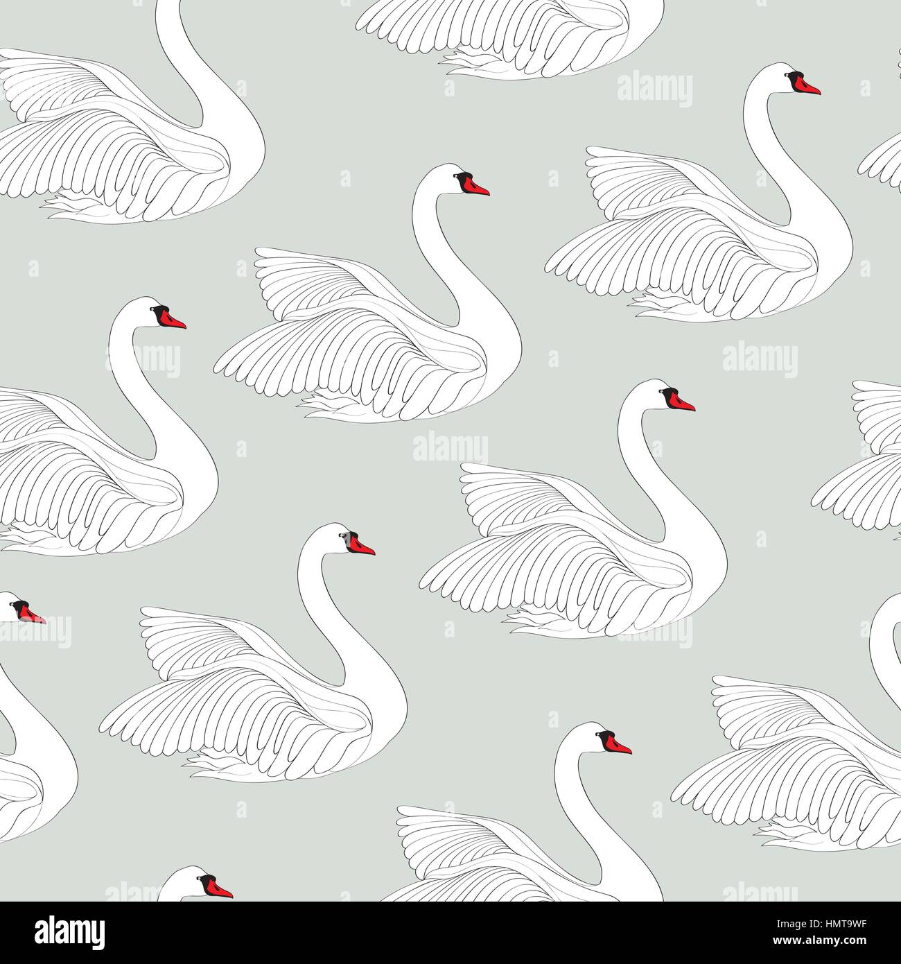 White bird swan seamless pattern. Wed gentle background Stock Vector ...