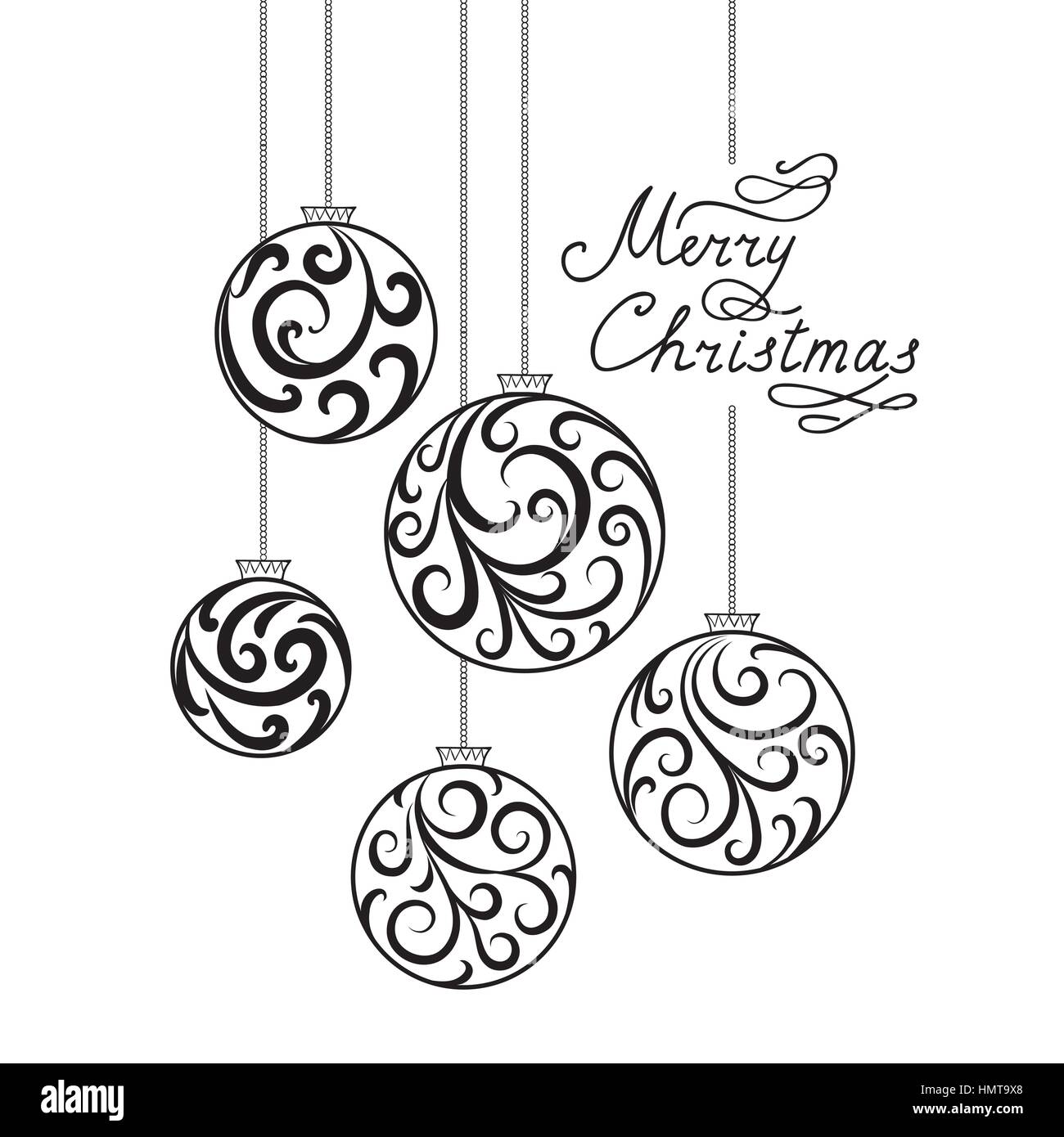 Merry christmas lettering gold Black and White Stock Photos & Images ...