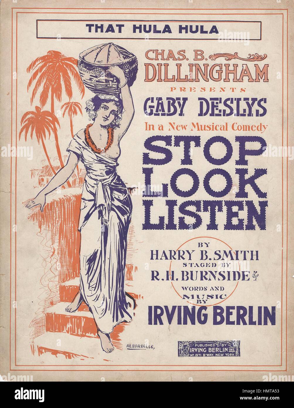 "Stop! Look! Listen! 1915 Musical Sheet Music Cover Stock Photo - Alamy