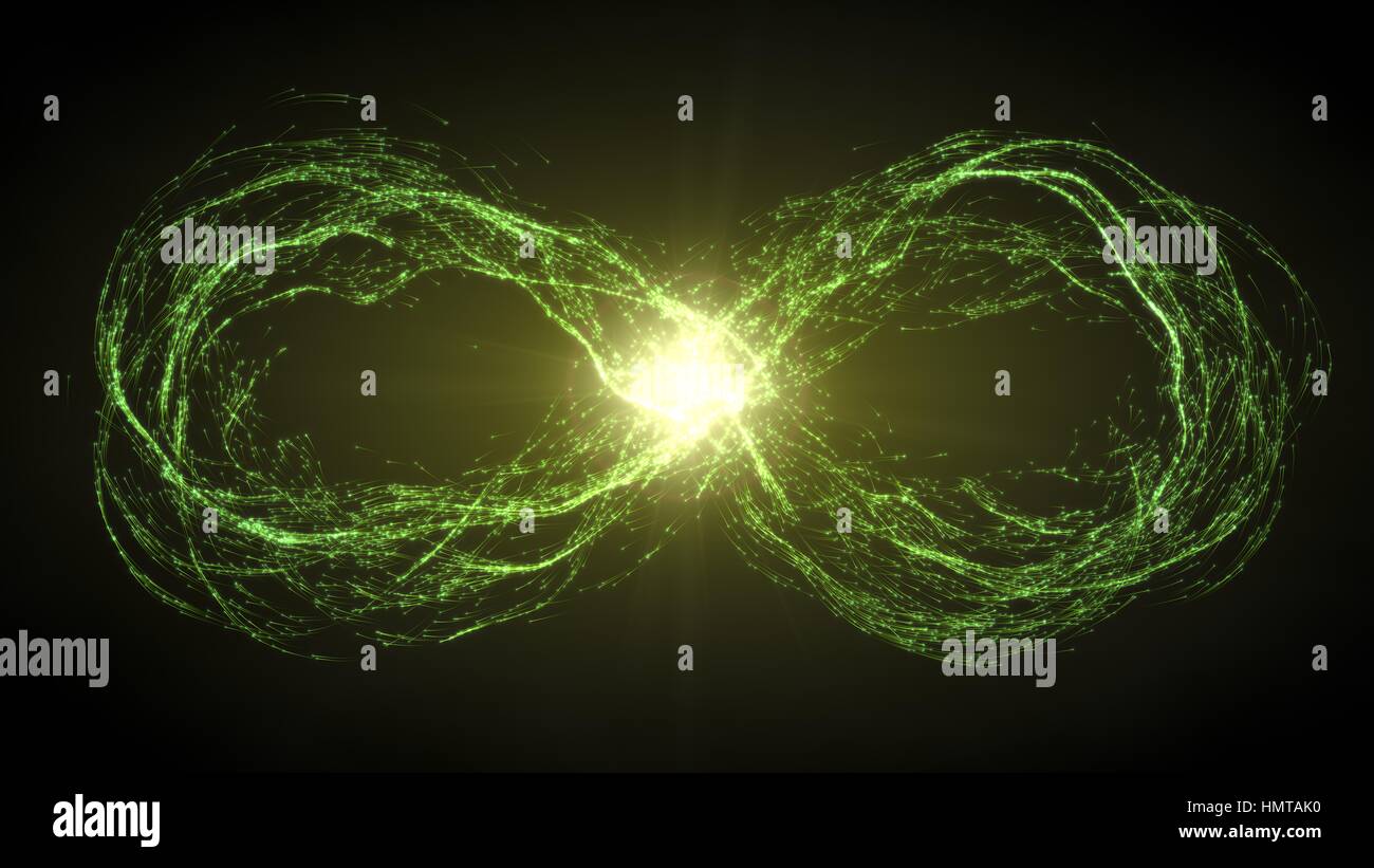 endless loop of moving energy particles. infinity symbol with energy ...
