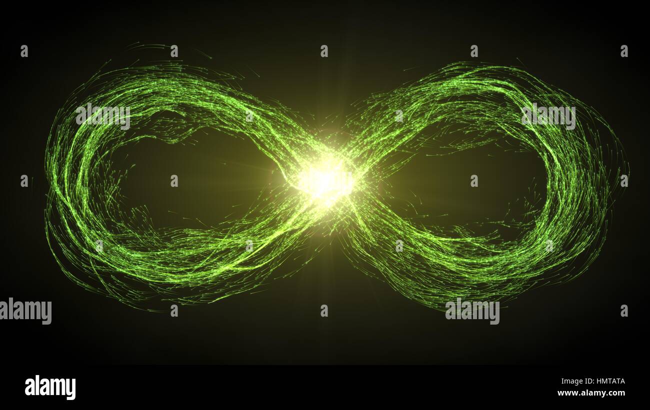 endless loop of moving energy particles. infinity symbol with energy ...