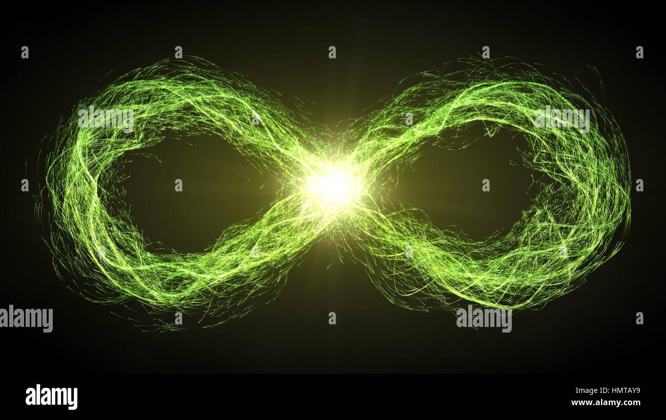 endless loop of moving energy particles. infinity symbol with energy ...
