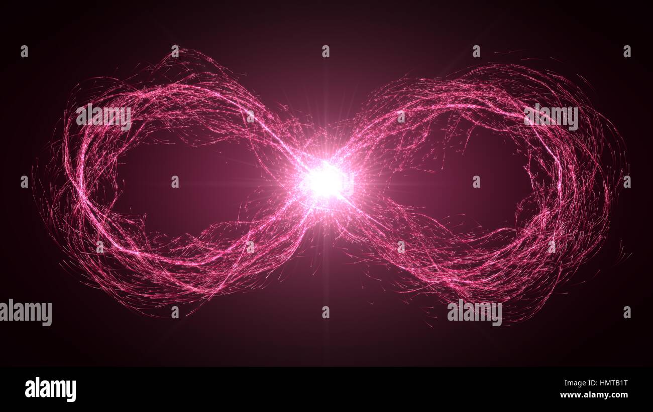 endless loop of moving energy particles. infinity symbol with energy ...