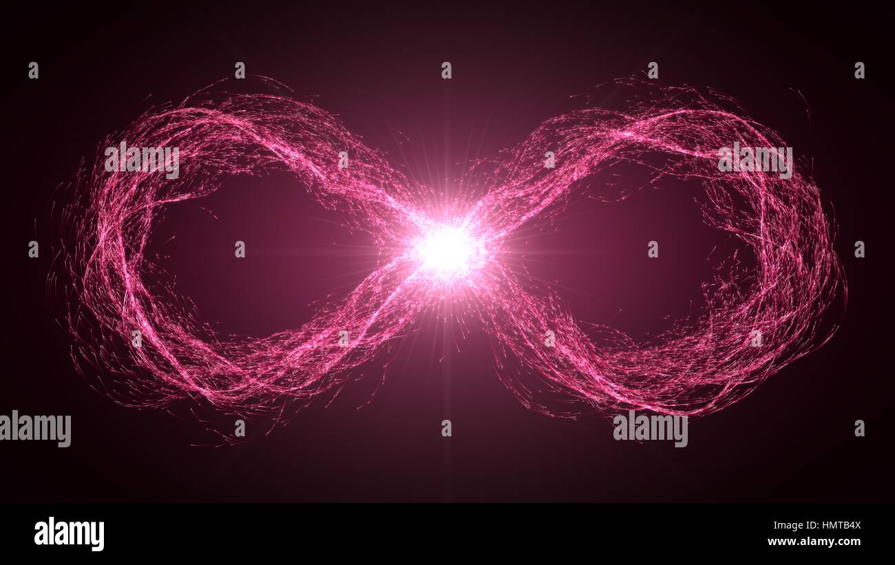 endless loop of moving energy particles. infinity symbol with energy ...