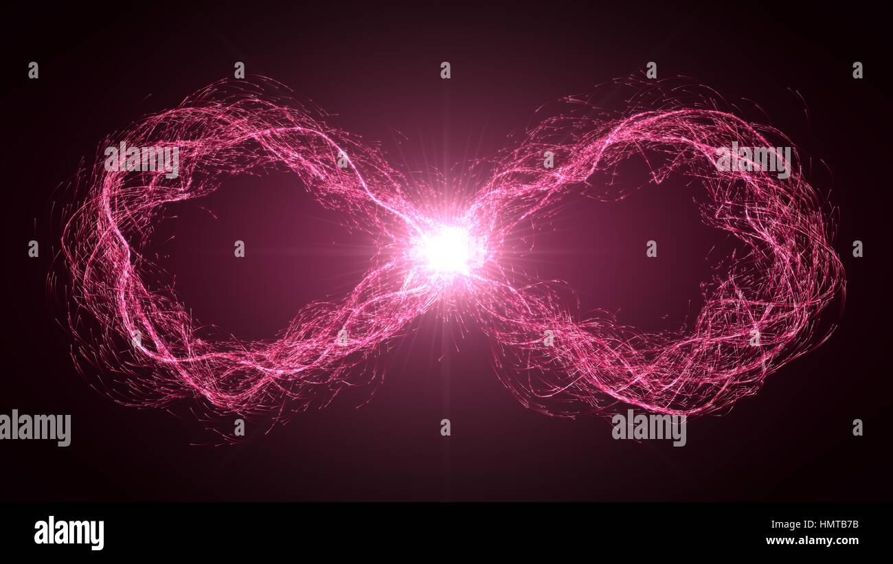endless loop of moving energy particles. infinity symbol with energy ...