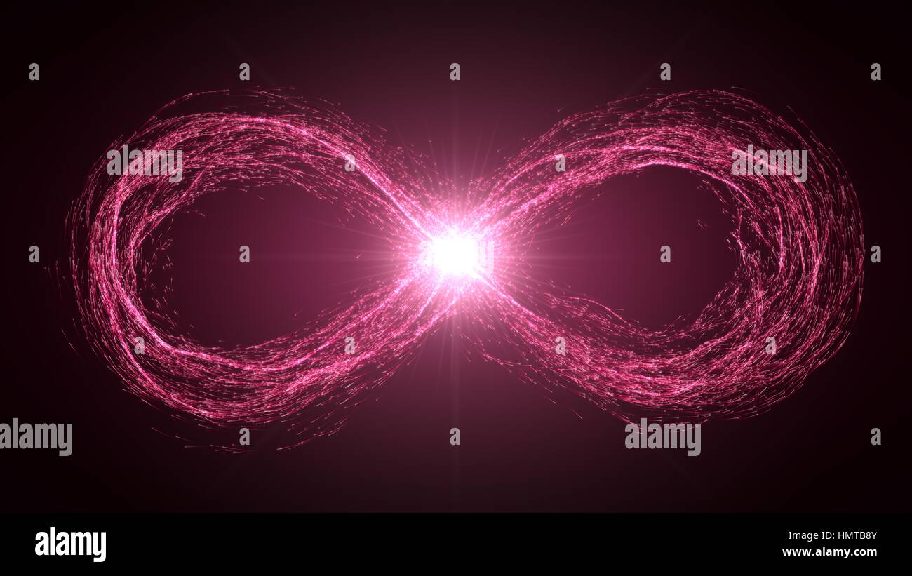 endless loop of moving energy particles. infinity symbol with energy ...