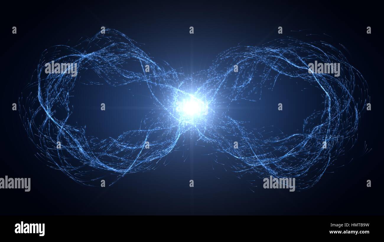 endless loop of moving energy particles. infinity symbol with energy ...