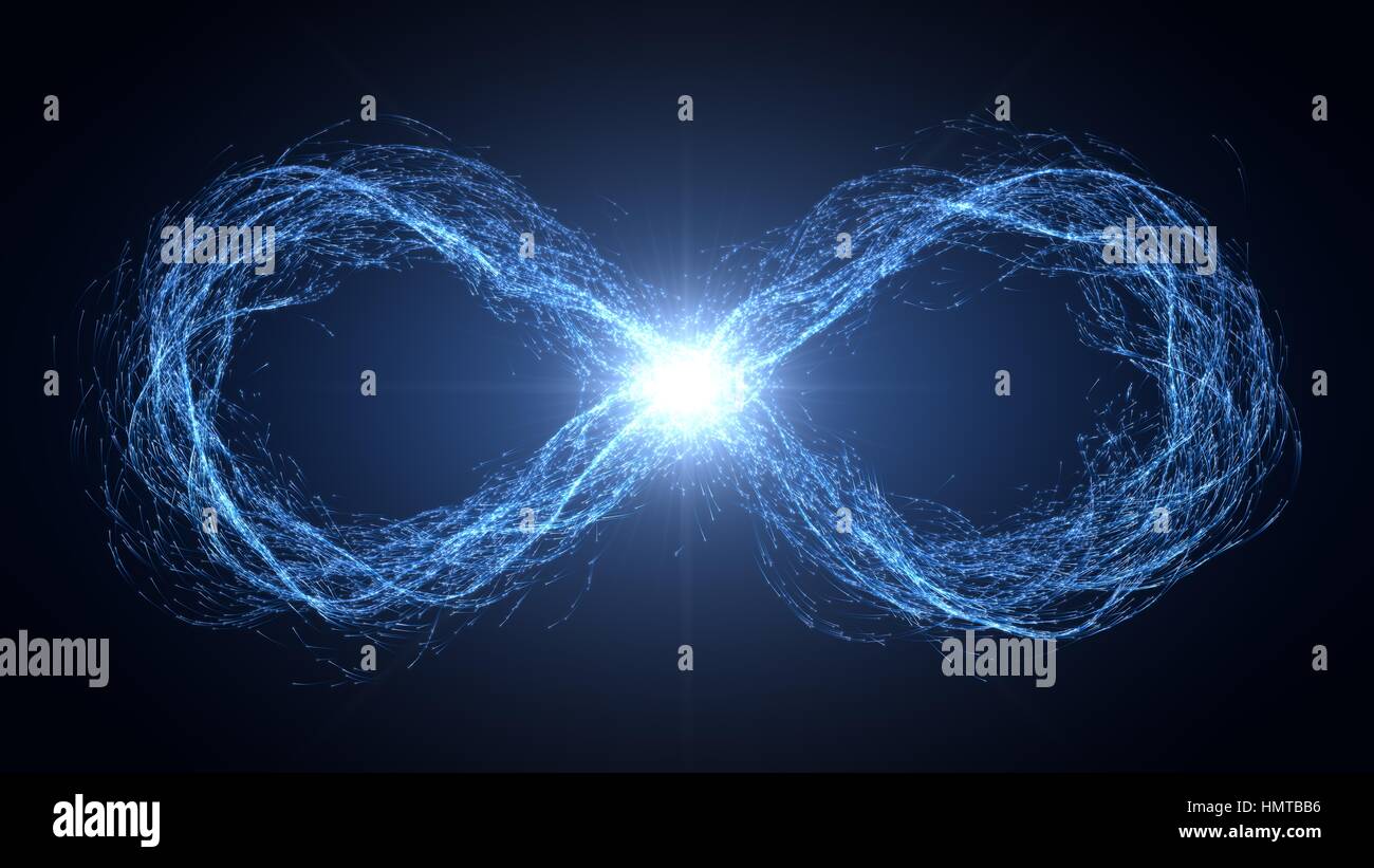 endless loop of moving energy particles. infinity symbol with energy ...