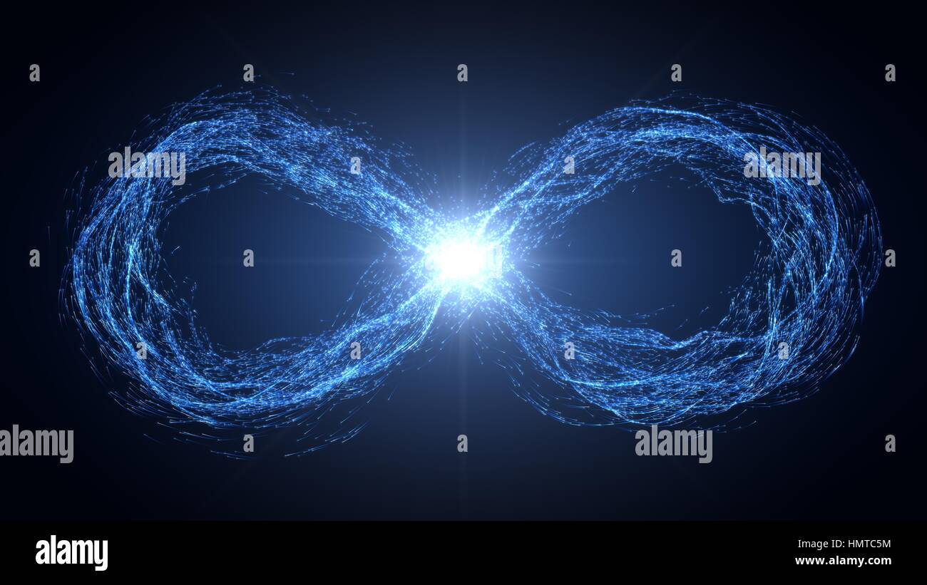 endless loop of moving energy particles. infinity symbol with energy ...