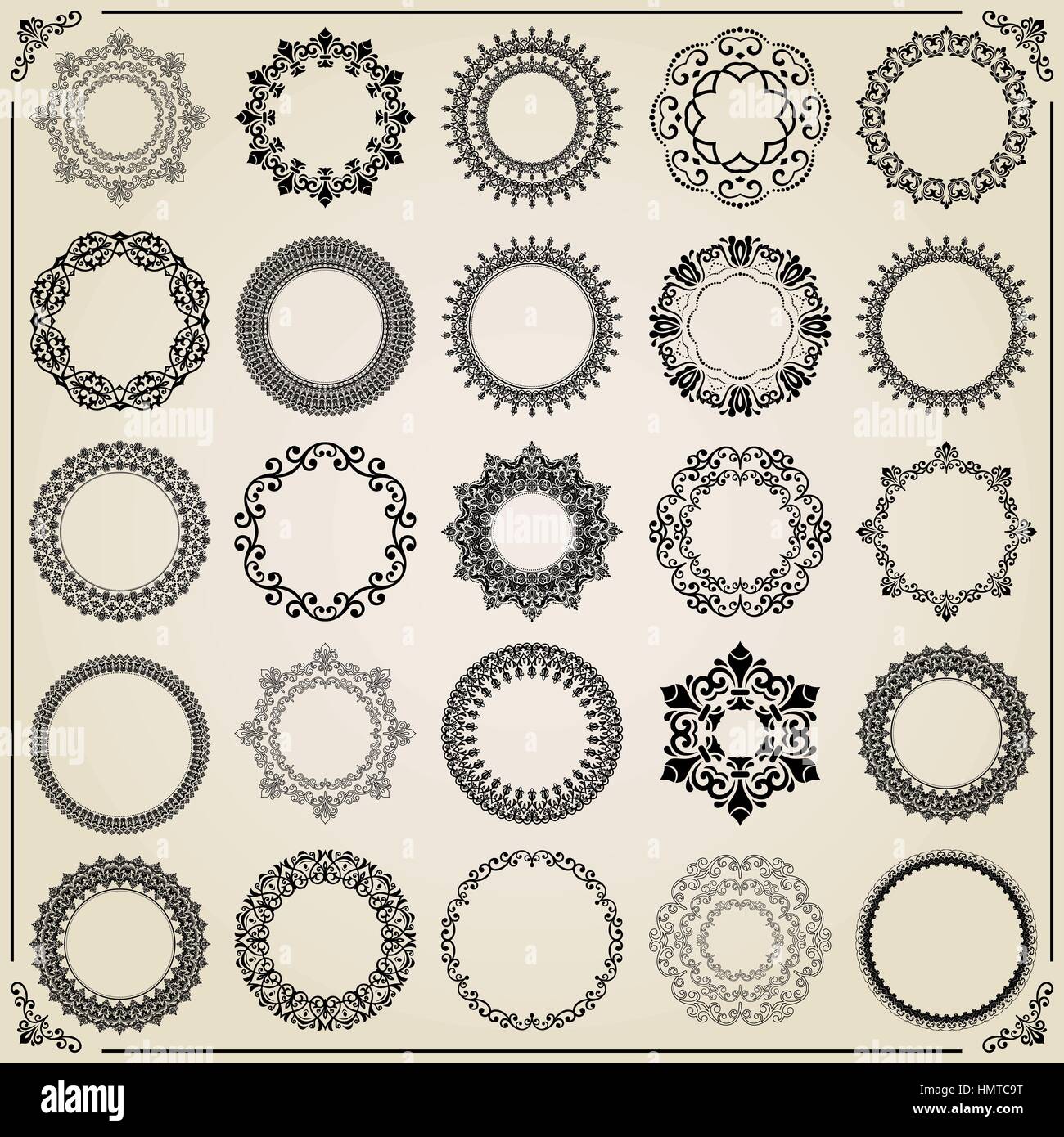 Vintage Set of Round Elements Stock Vector Image & Art - Alamy