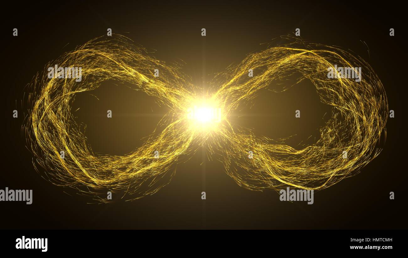 endless loop of moving energy particles. infinity symbol with energy ...