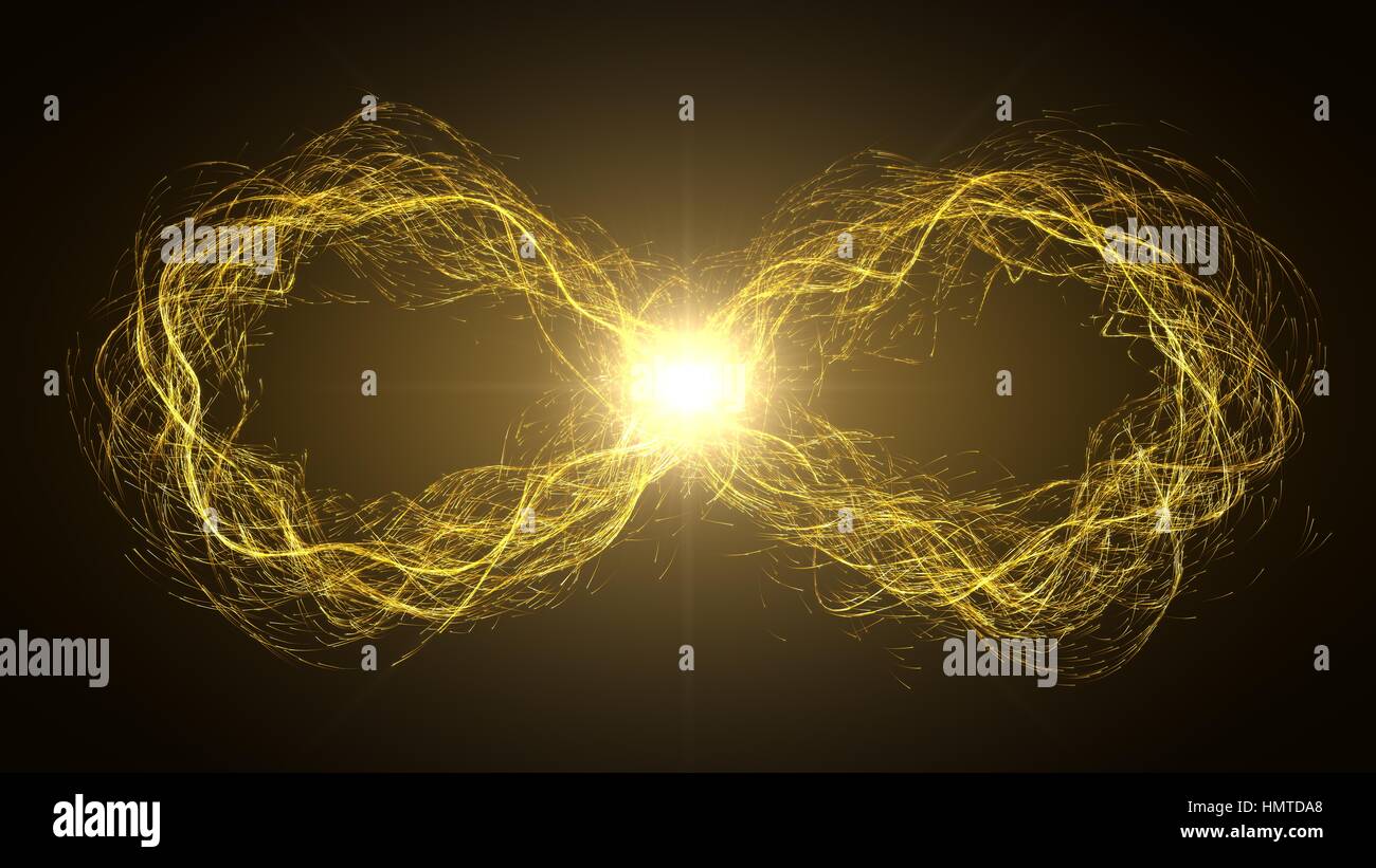 endless loop of moving energy particles. infinity symbol with energy ...