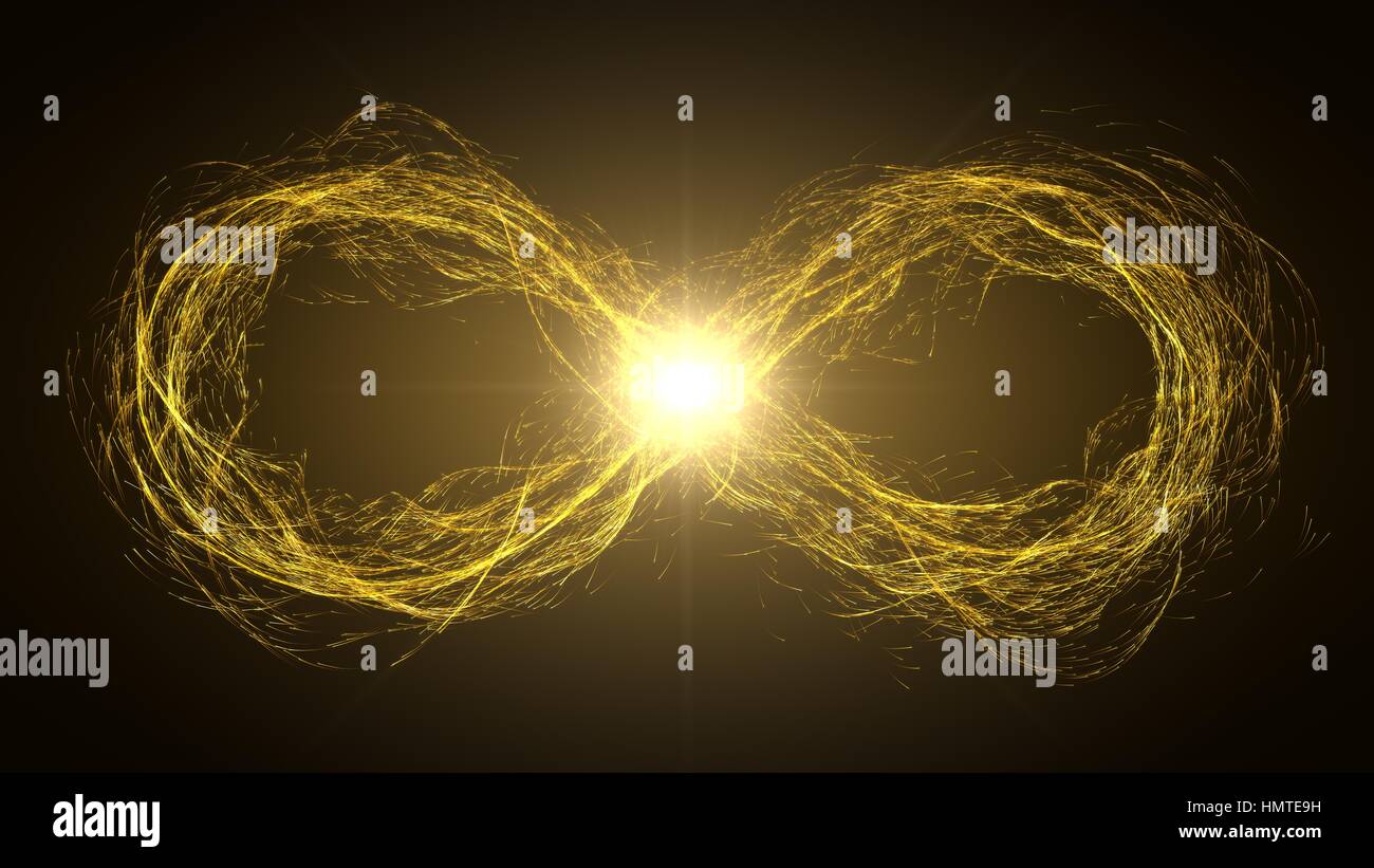 endless loop of moving energy particles. infinity symbol with energy ...