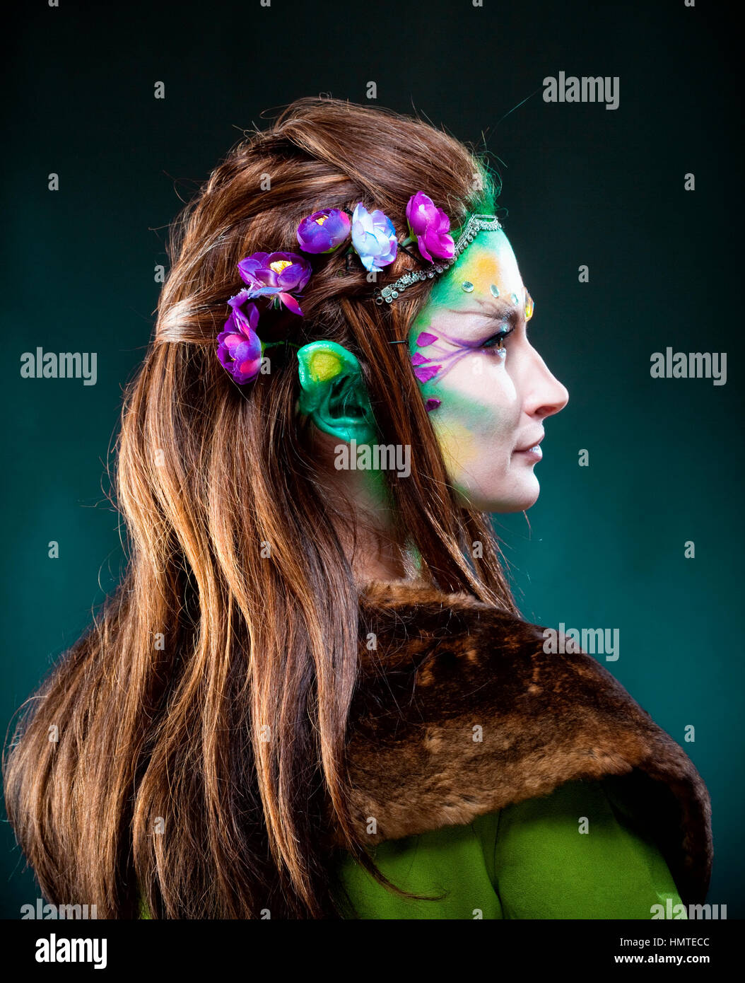 Portrait of a Beautiful Elf with Long Hair Stock Photo - Alamy