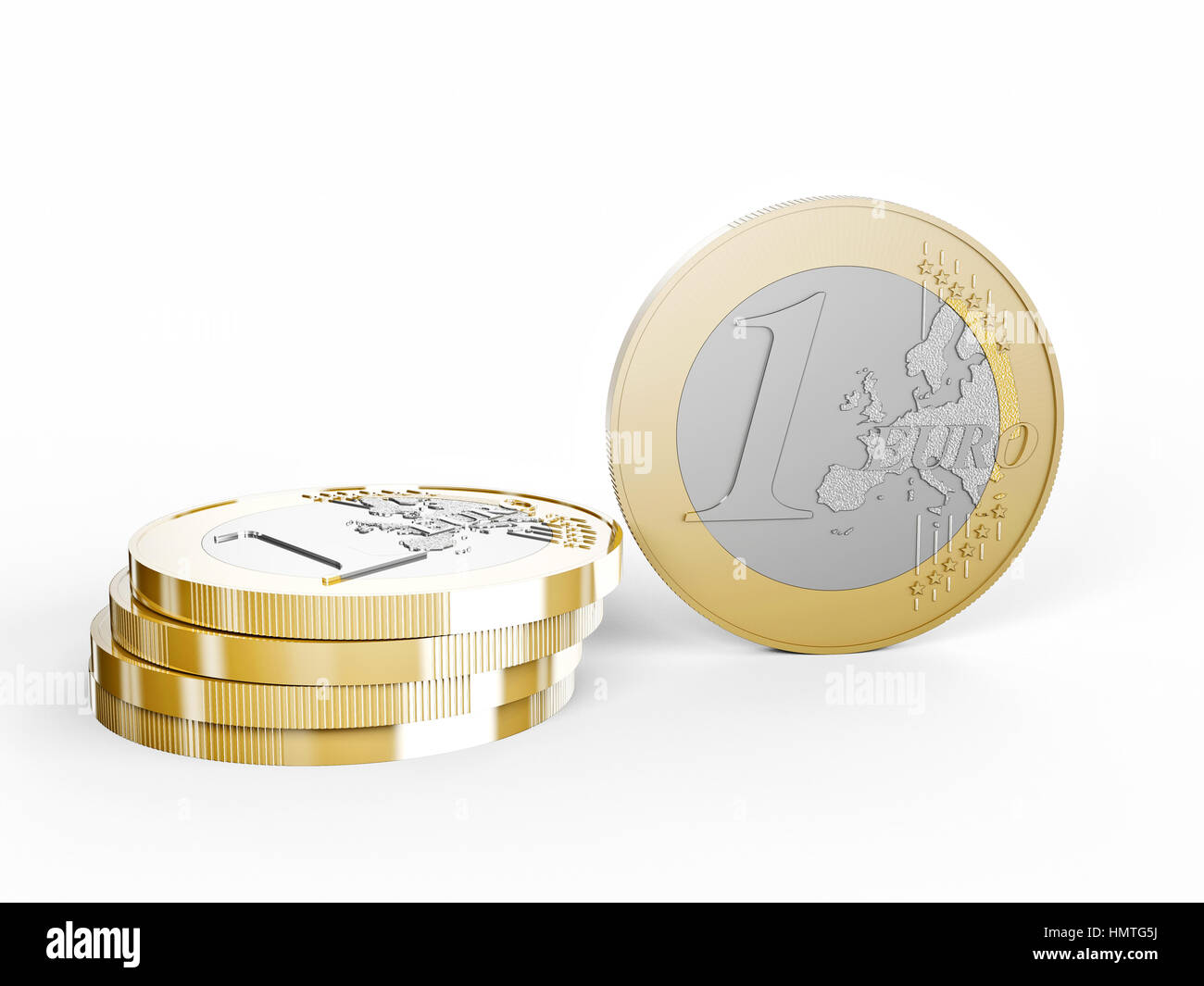 euro coin on white background 3d rendering image Stock Photo - Alamy