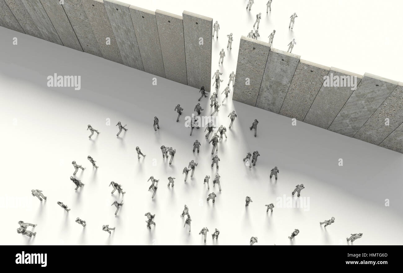 border barrier concept people 3d rendering image Stock Photo - Alamy