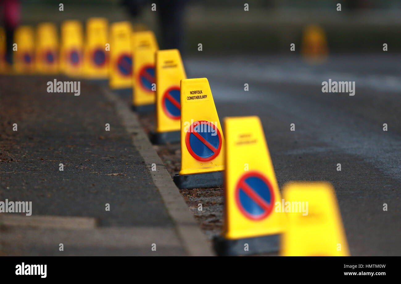 West Newton, UK. 05th Feb, 2017. Police No Stopping traffic cones out ...