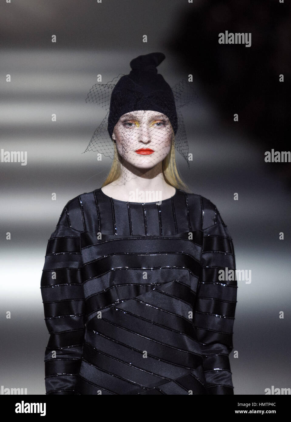 Kiev, Ukraine. 5th Feb, 2017. A model presents a creation by Ukrainian ...