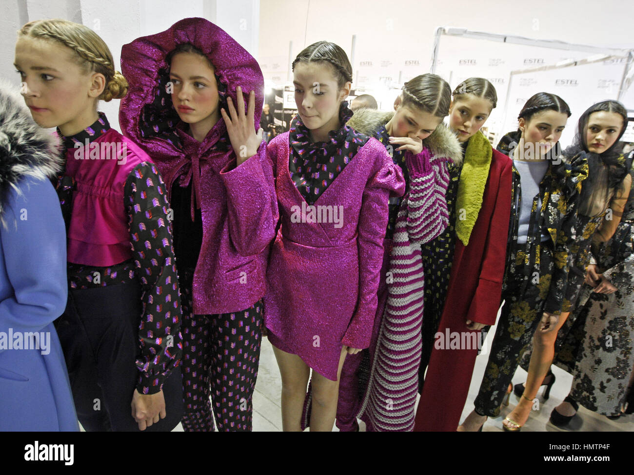 Kiev, Ukraine. 5th Feb, 2017. Models wait backstage during Ukrainian ...