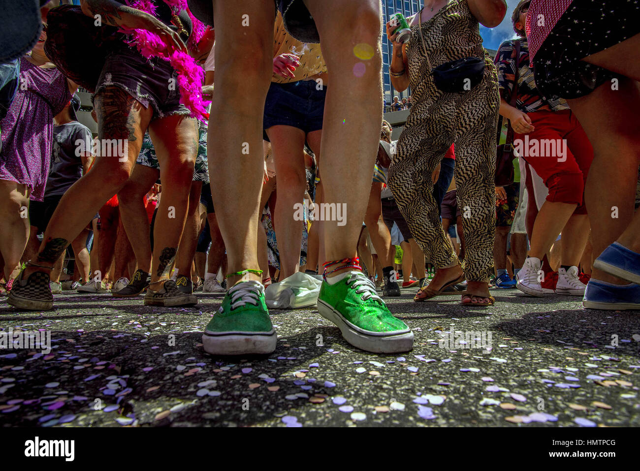 Sao Paulo, Brazil. 5th Feb, 2017. Revelers dance during the annual ...