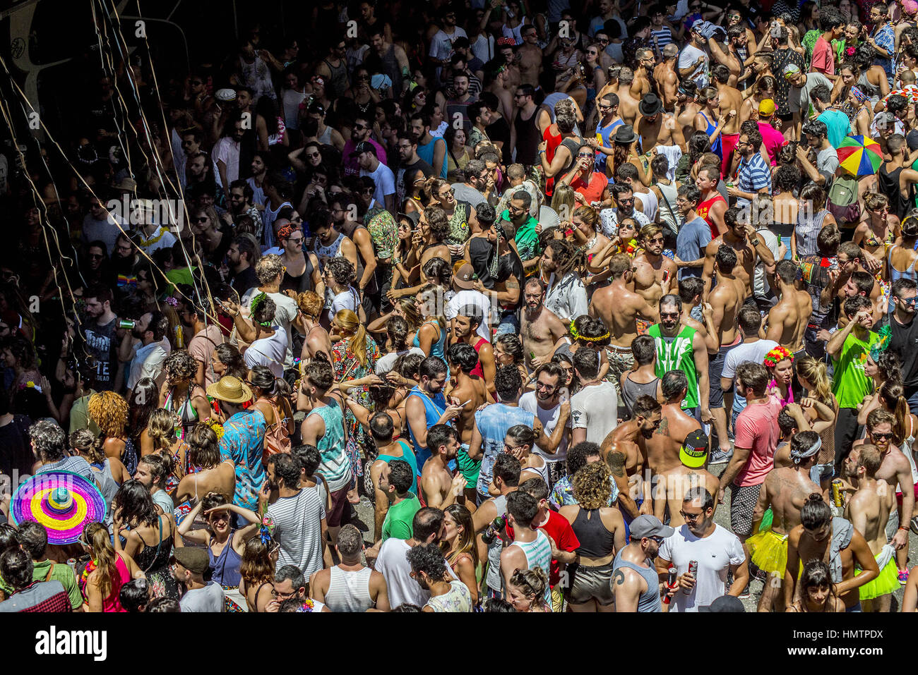 Sao Paulo, Brazil. 5th Feb, 2017. Revelers dance during the annual ...