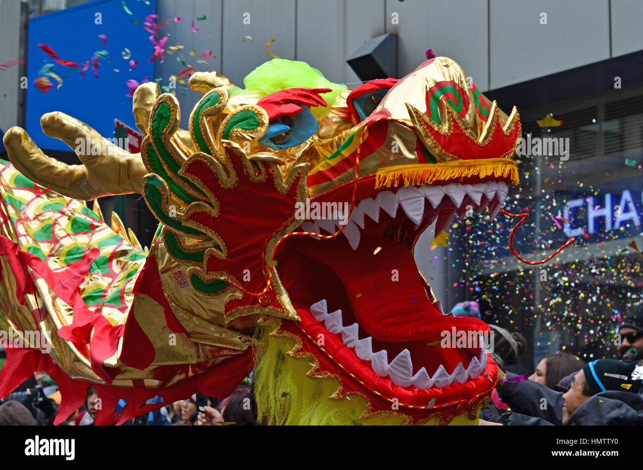 New York City, USA. 5th Feb, 2017. A dragon makes its way on the parade ...