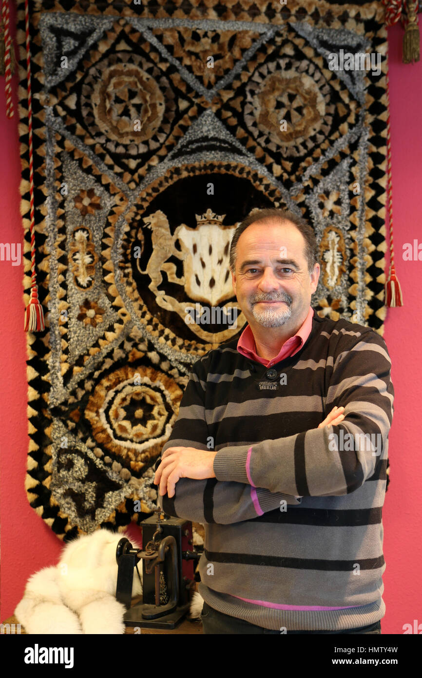 Werdau, Germany. 01st Feb, 2017. Master furrier Juergen Foerster stands ...