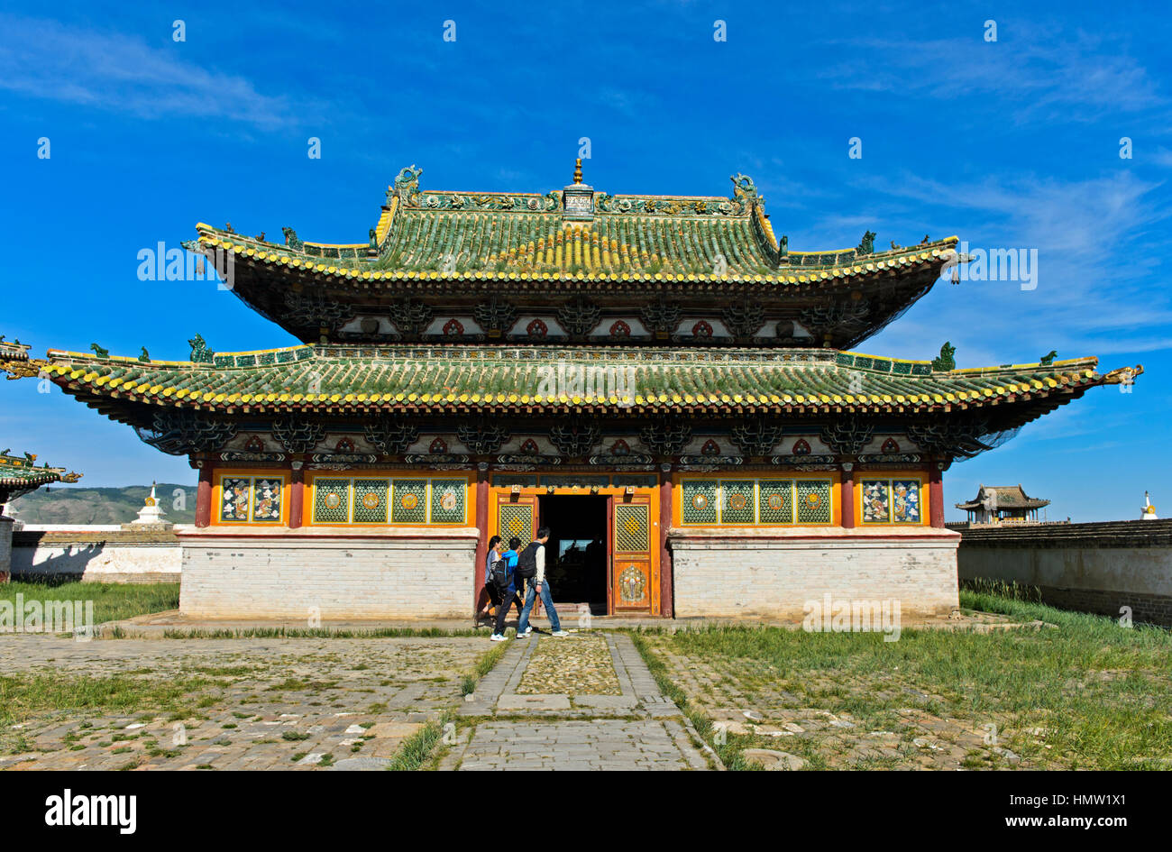 Visitors at the Eastern Zuu temple, Erdene Zuu monastery, Kharkhorin ...