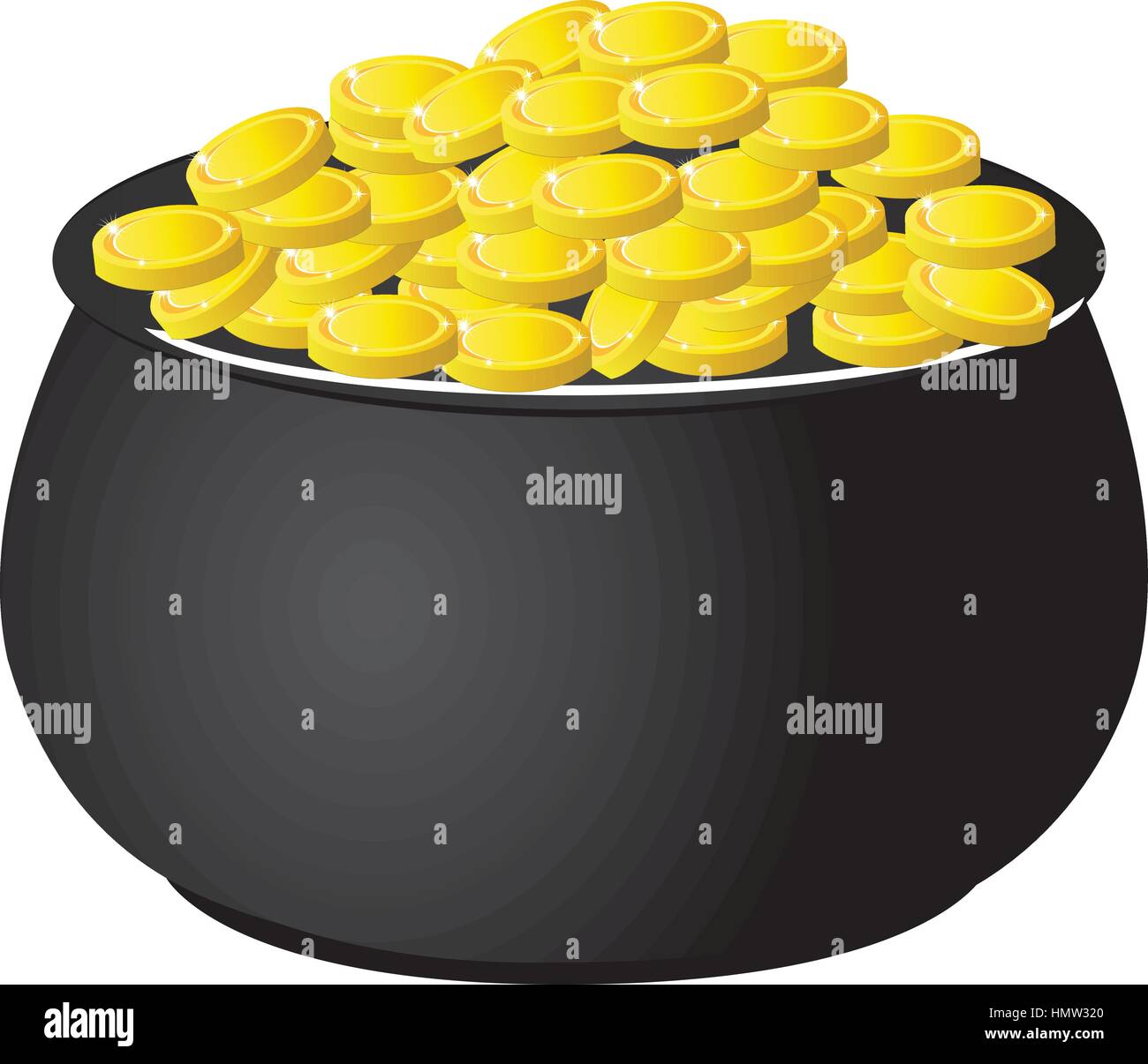 vector illustration of a pot full of gold St.Patrick day Irish symbol ...