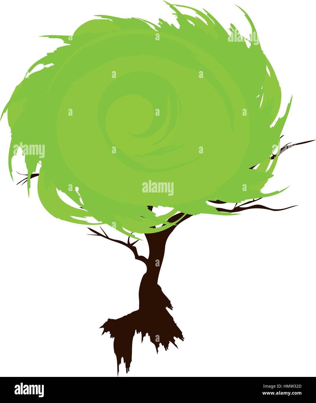 vector illustration of an abstract tree with swirls Stock Vector Image ...