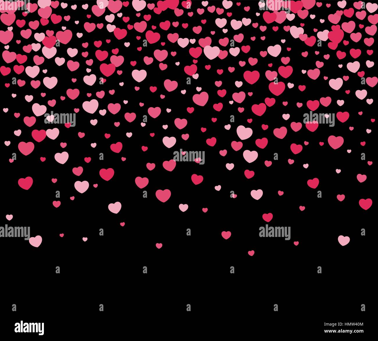 Black background falling hearts Stock Vector Images - Alamy