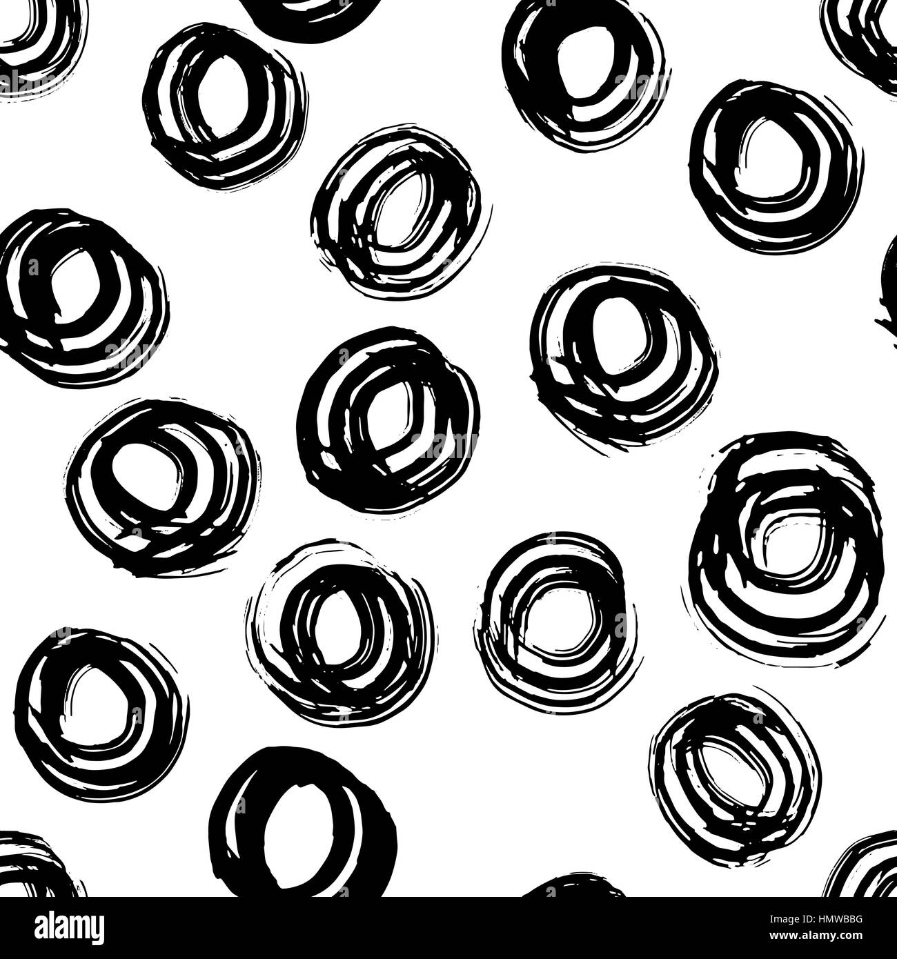 Seamless pattern with hand drawn grunge circles. Ink illustration Stock ...