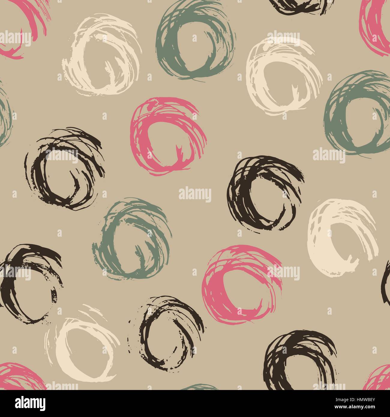 Seamless pattern with hand drawn grunge circles. Ink illustration Stock ...