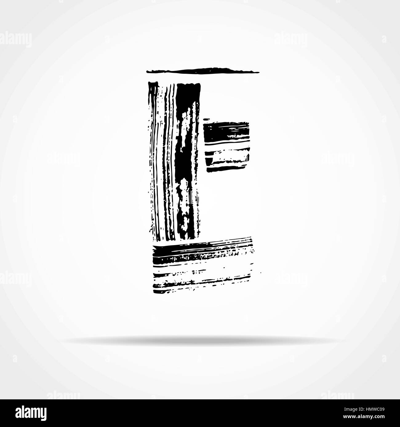 Letter E. Handwritten by dry brush. Rough strokes font. Vector ...