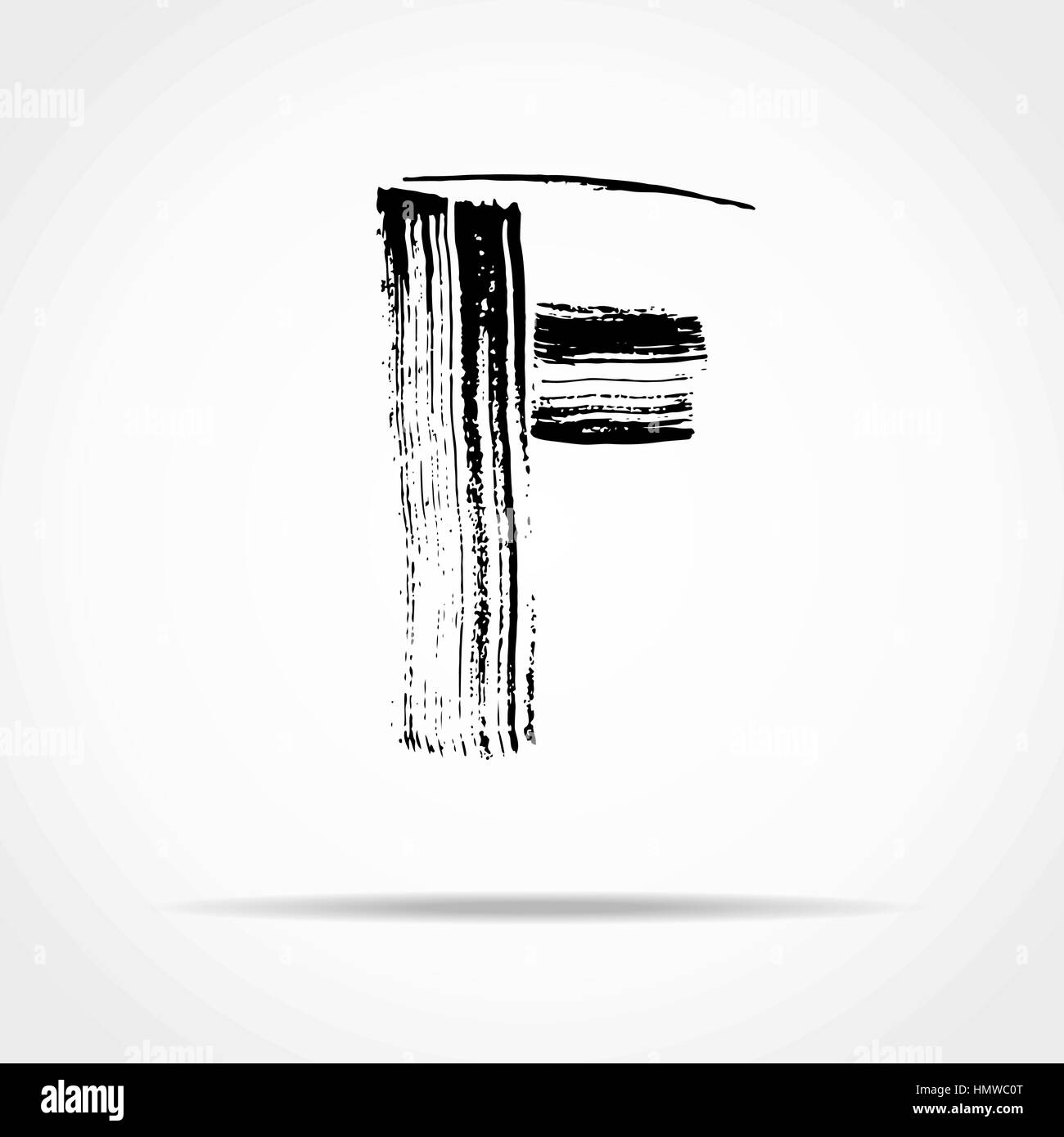 Letter F. Handwritten by dry brush. Rough strokes font. Vector ...