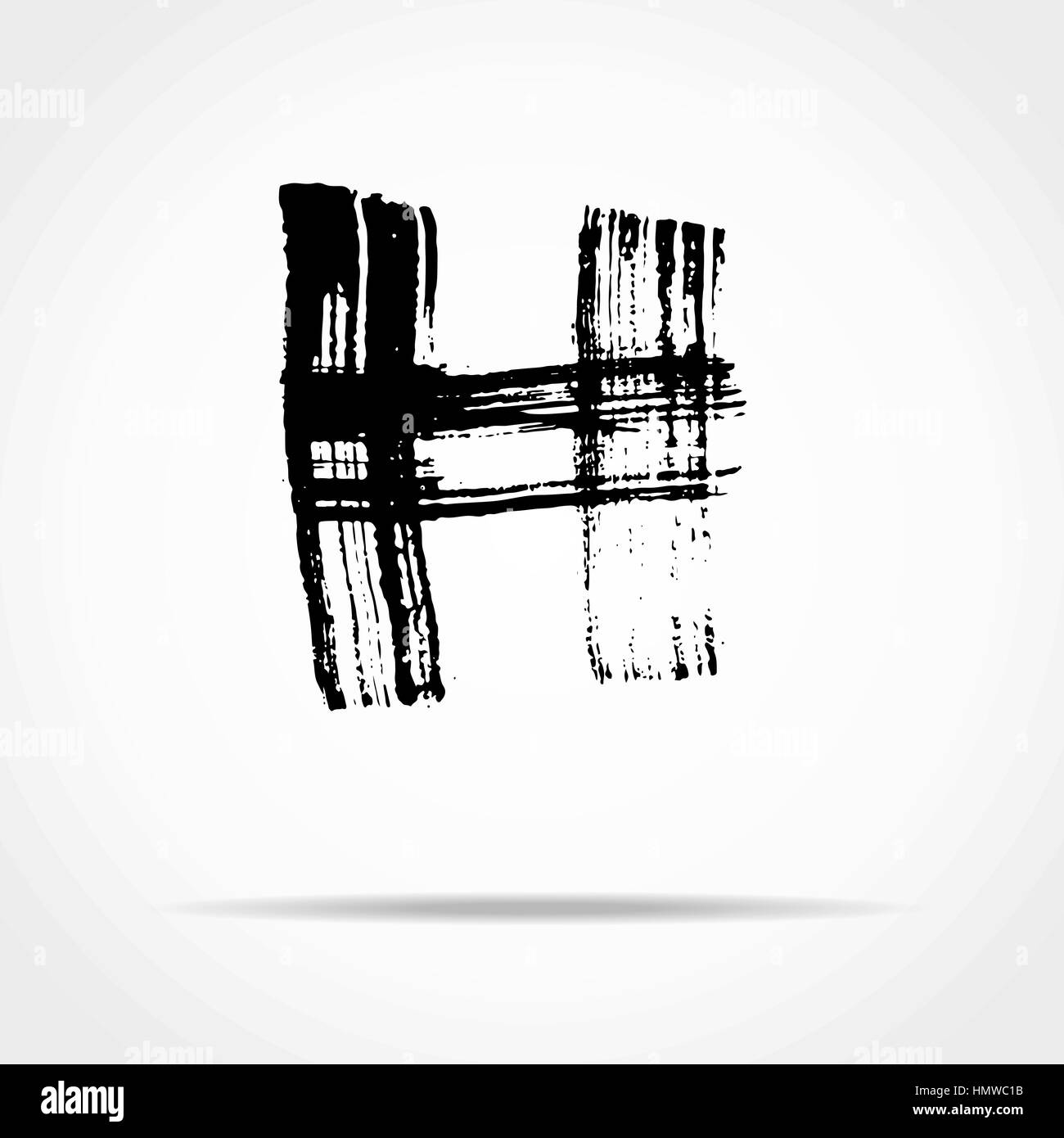 Letter H. Handwritten by dry brush. Rough strokes font. Vector ...