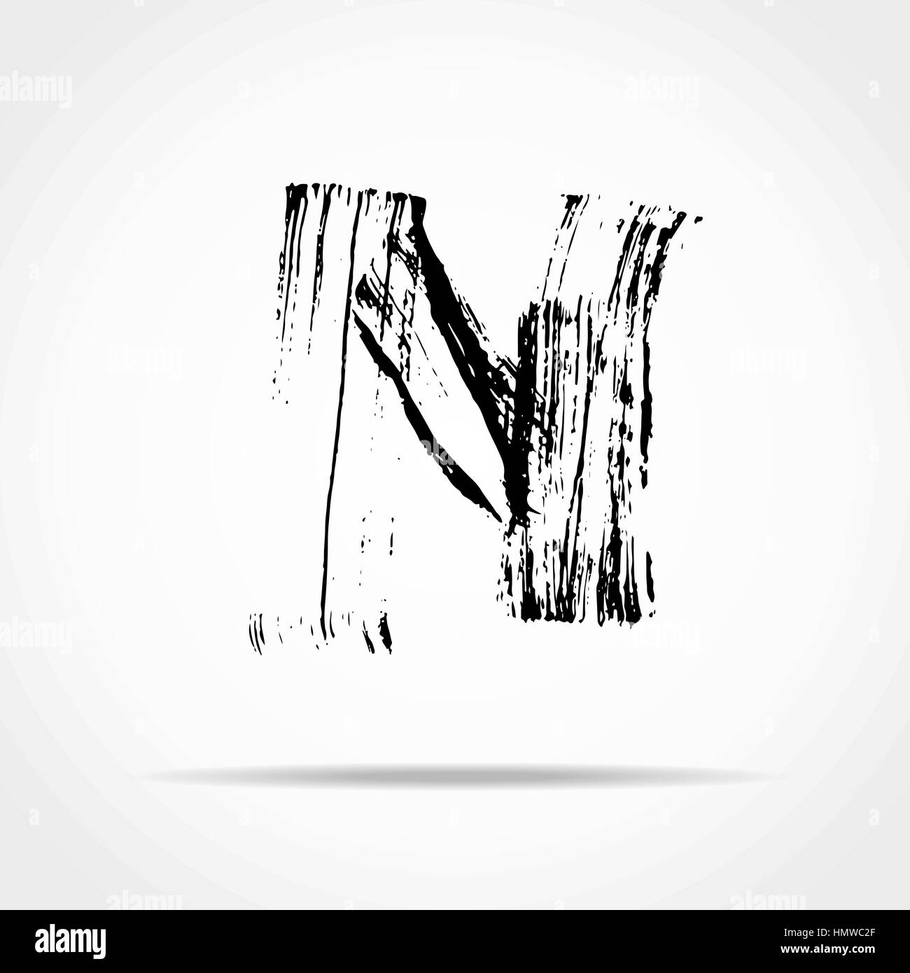 Letter N. Handwritten by dry brush. Rough strokes font. Vector ...