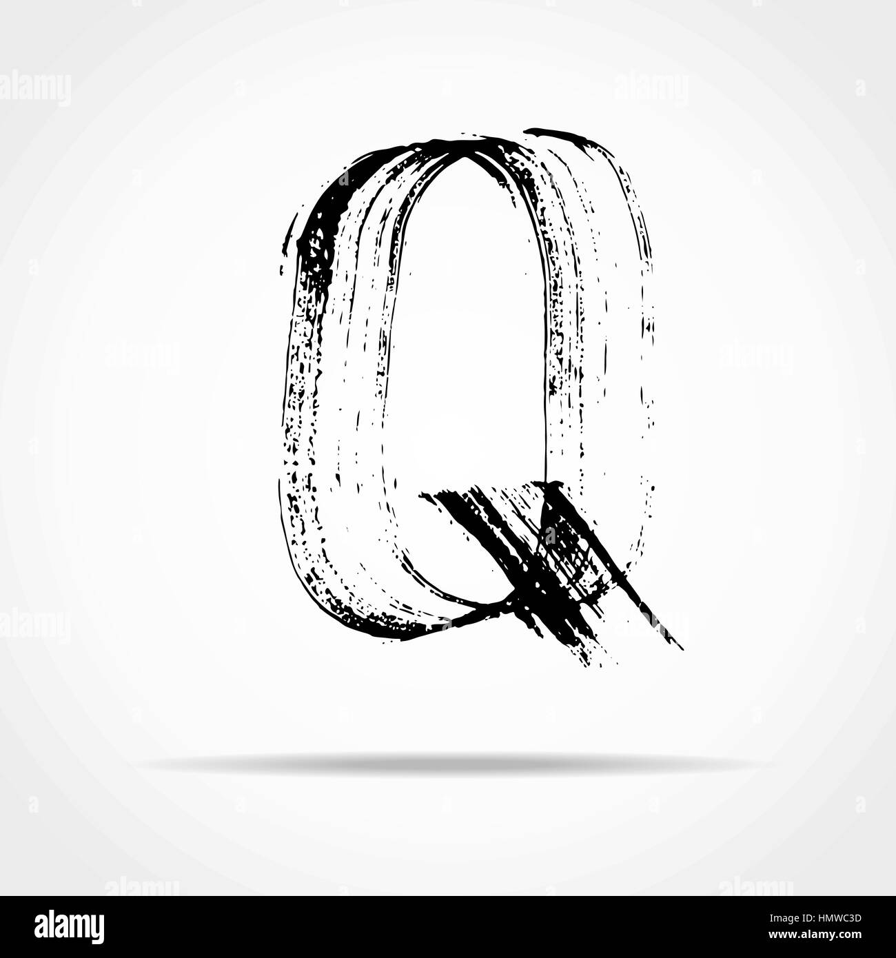 Letter Q. Handwritten by dry brush. Rough strokes font. Vector ...