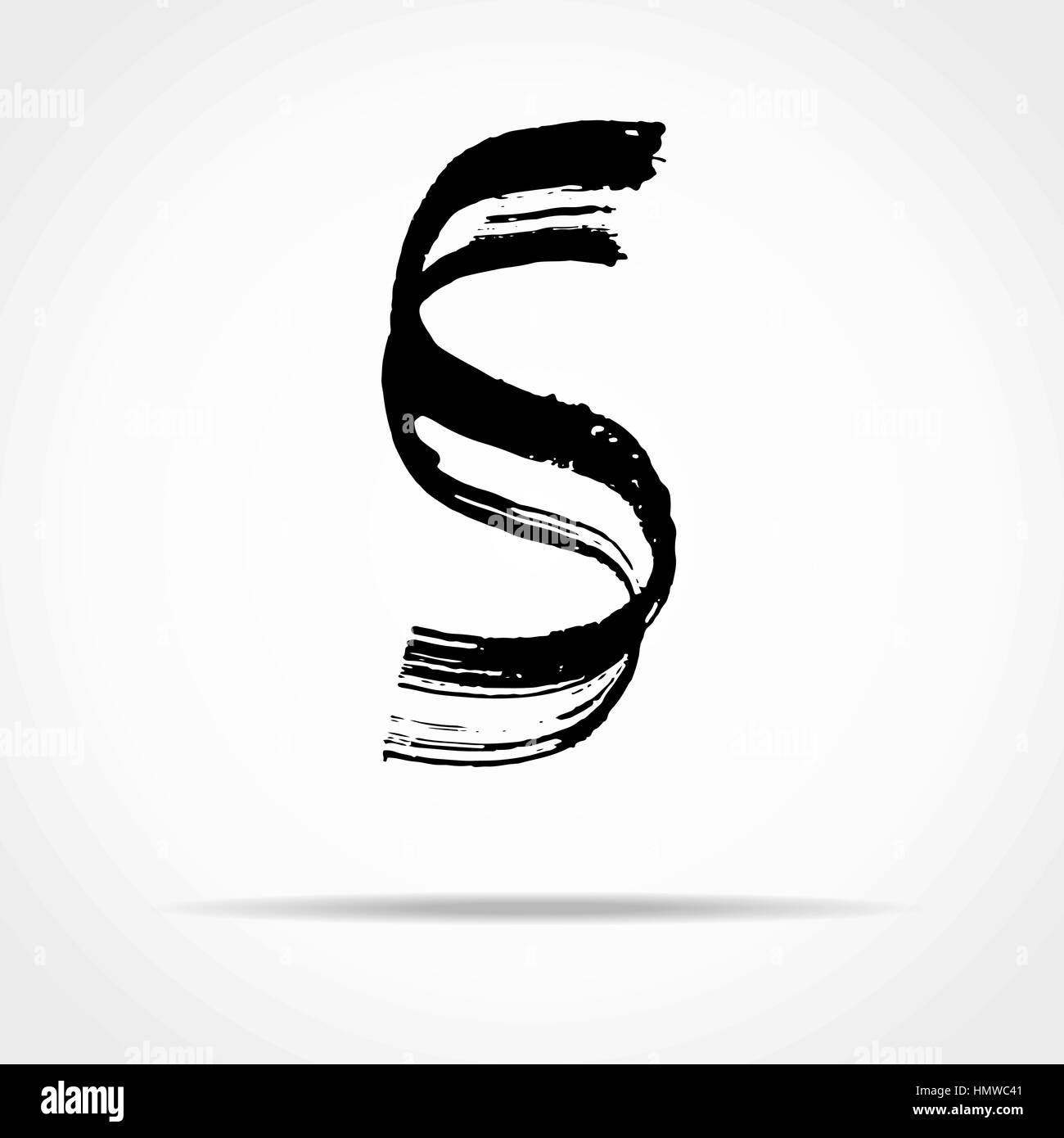 Letter S. Handwritten by dry brush. Rough strokes font. Vector ...
