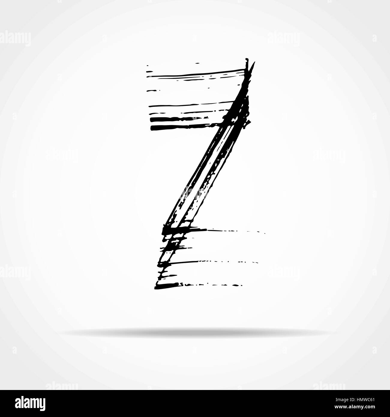 Letter Z. Handwritten by dry brush. Rough strokes font. Vector ...
