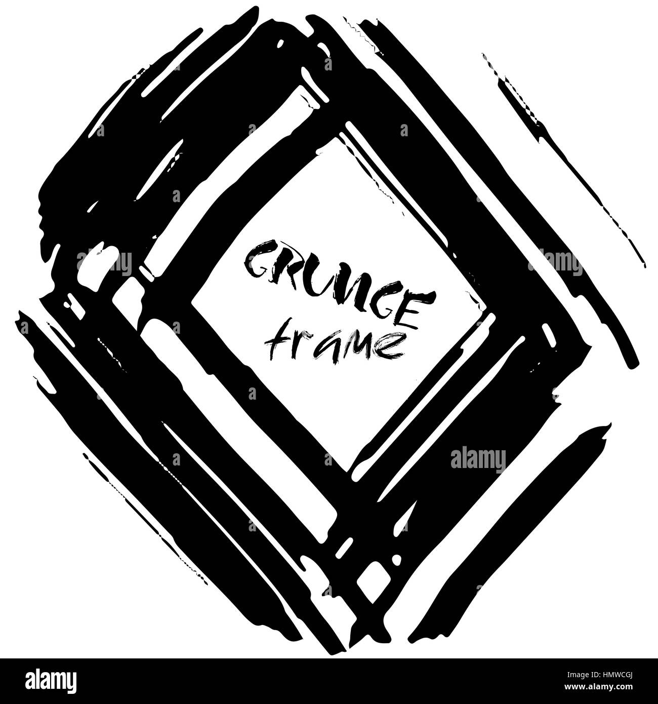 Grunge vector frame. Ink dry brush background. Hand drawn texture ...
