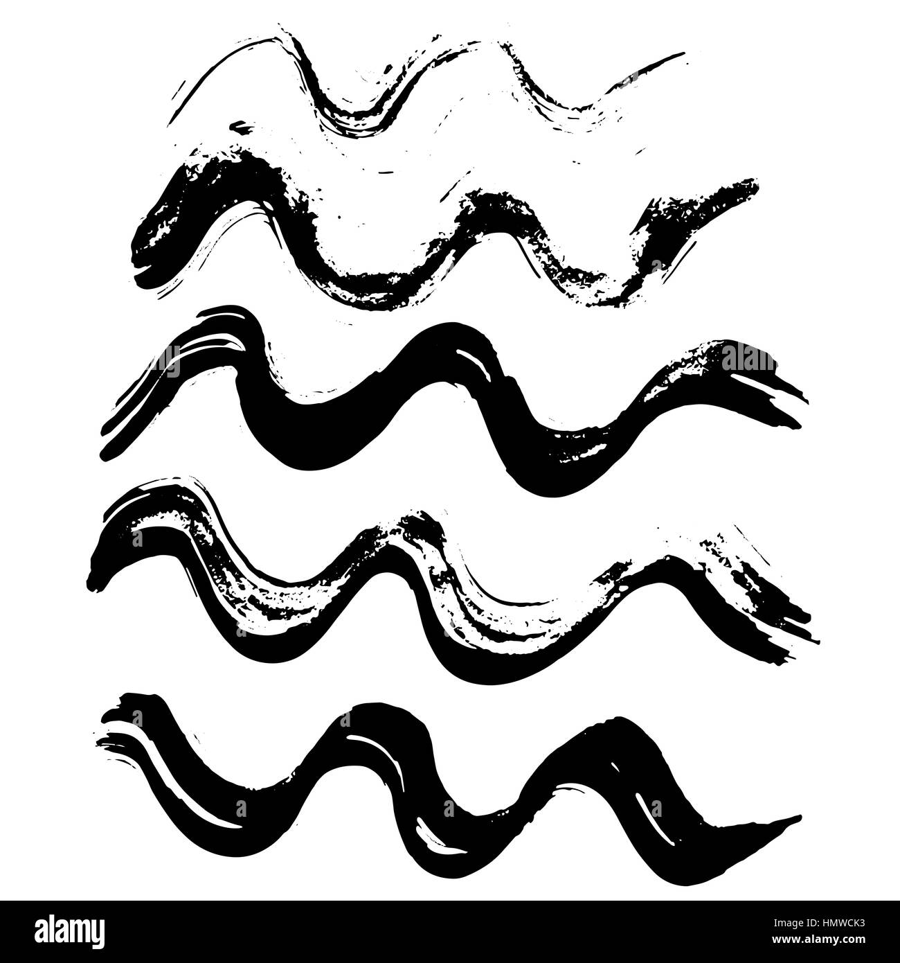 Ink vector brush strokes background. Vector illustration. Grunge wave ...