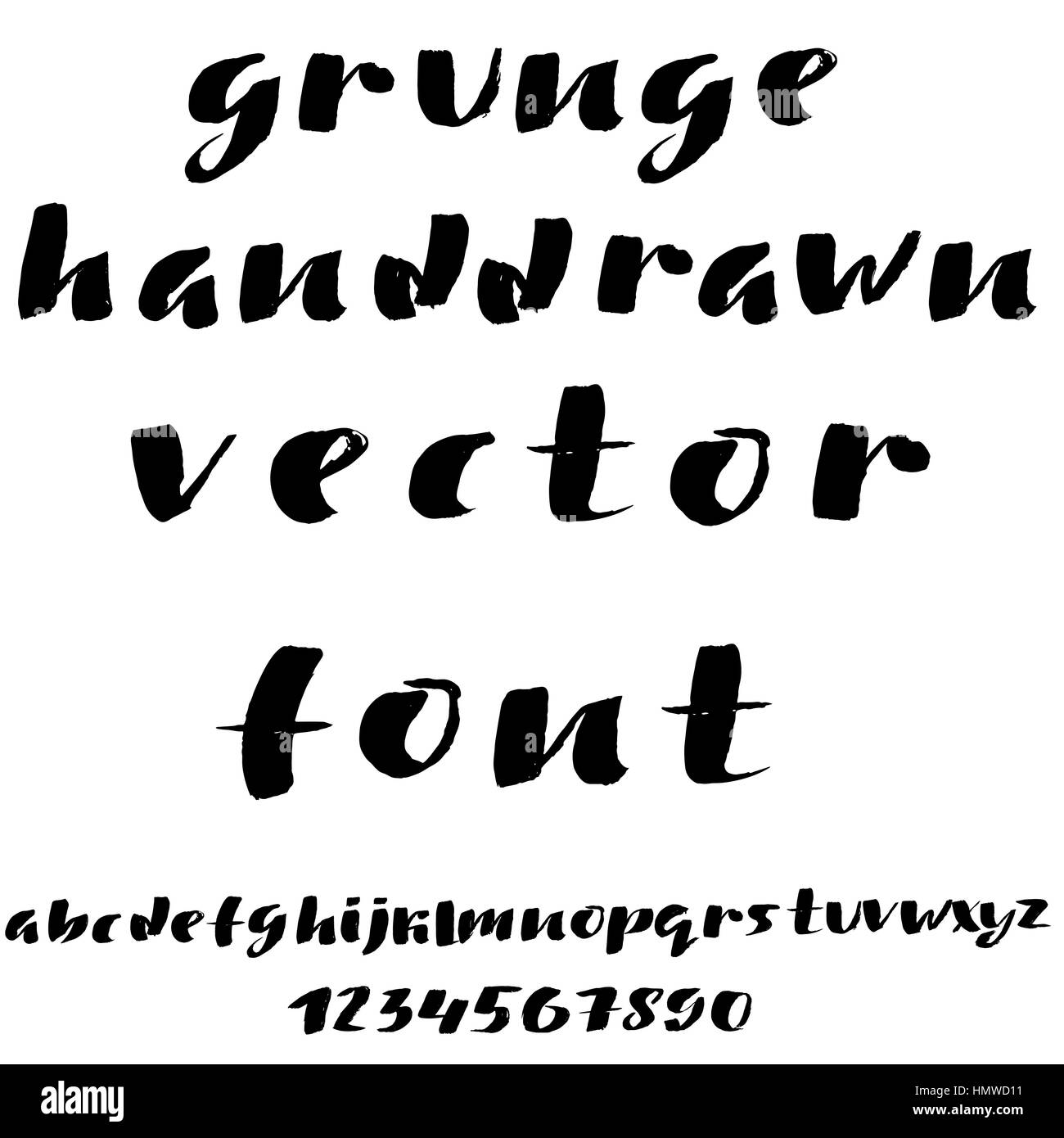 Hand drawn font made by dry brush strokes. Grunge style alphabet Stock ...