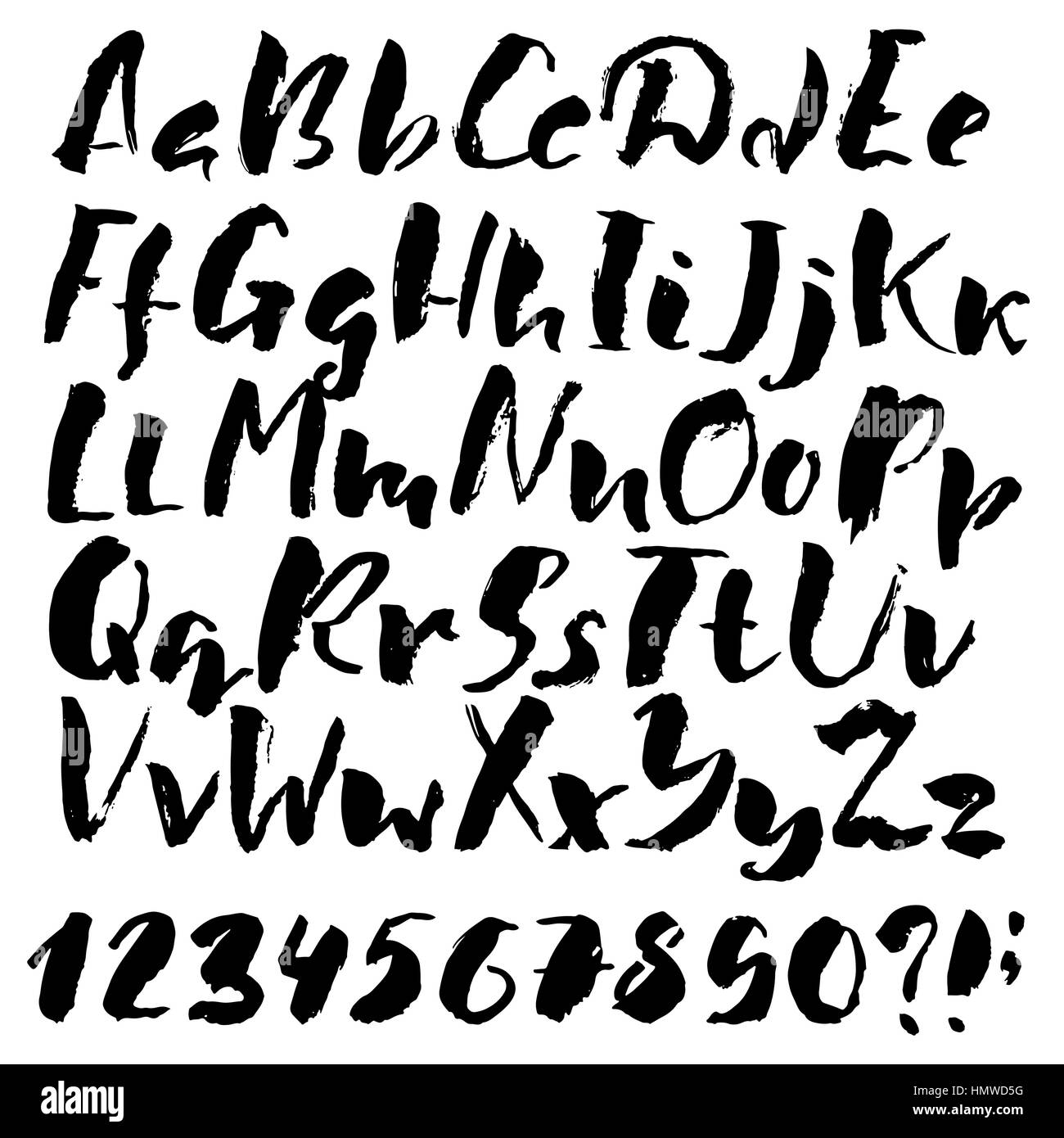 Hand drawn font made by dry brush strokes. Grunge style alphabet Stock ...