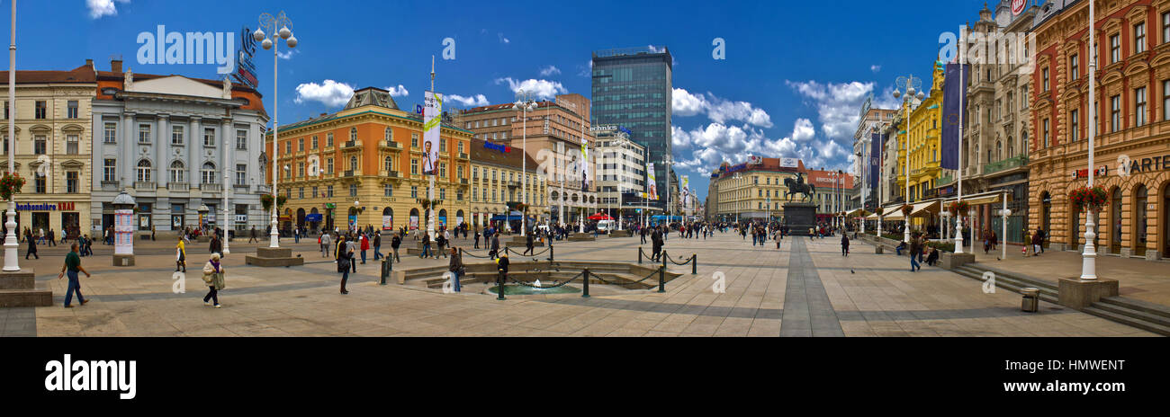 Croatian Capital Zagreb main "Ban Jelacic" square promenade Stock Photo ...