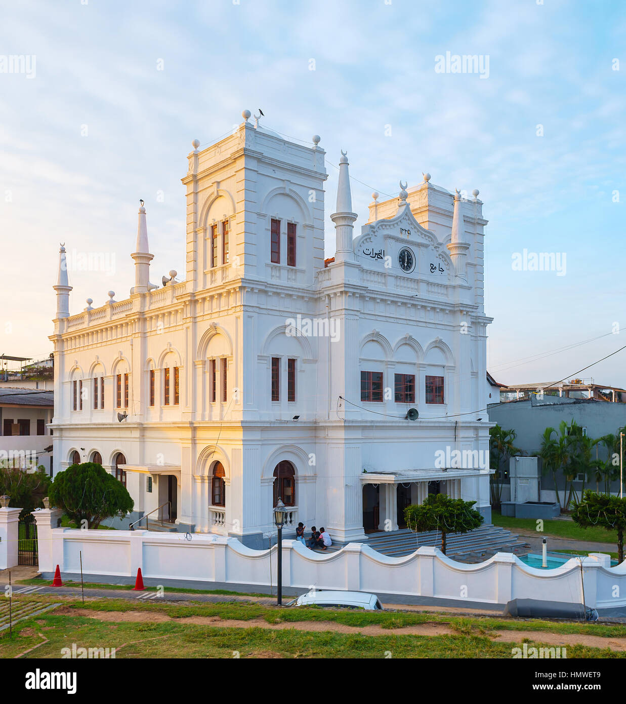Meera Mosque of Galle Fort in bright sunset lights, Sri Lanka Stock ...